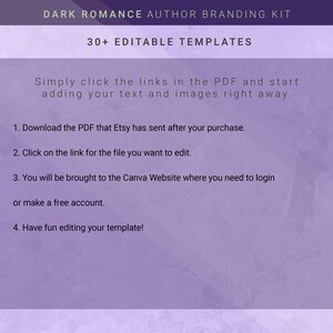 Dark Romance Author Branding Kit – Purple Neon Canva Templates - Etsy