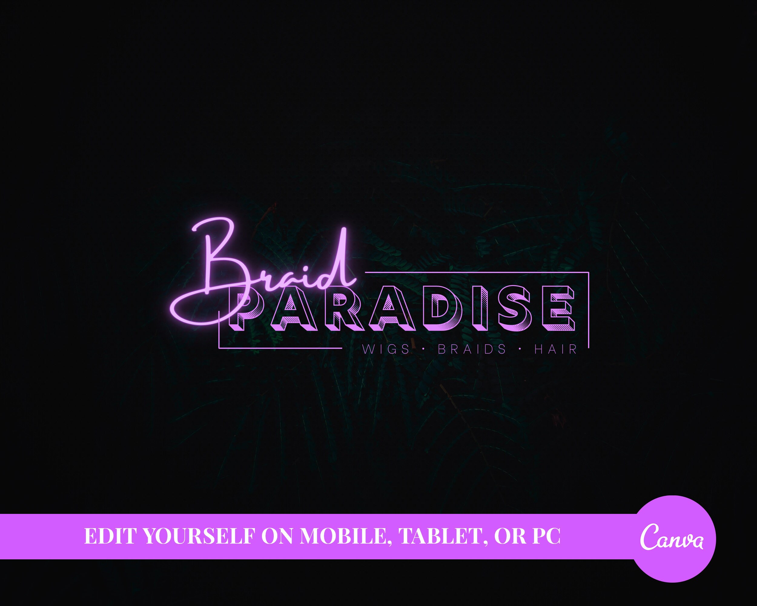 DIY Purple Braid Logo Design Purple Braids Business Logo Template - Etsy