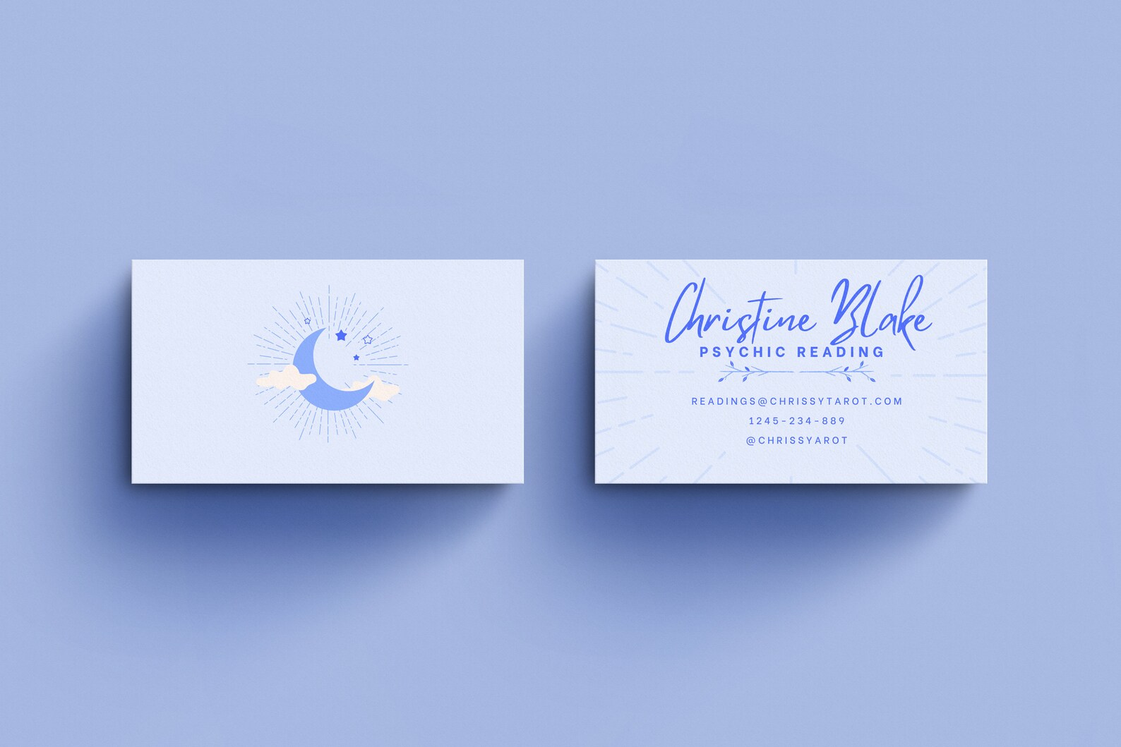 Psychic Reading Business Card - Cute Paste Blue - DIY Canva Template - Etsy
