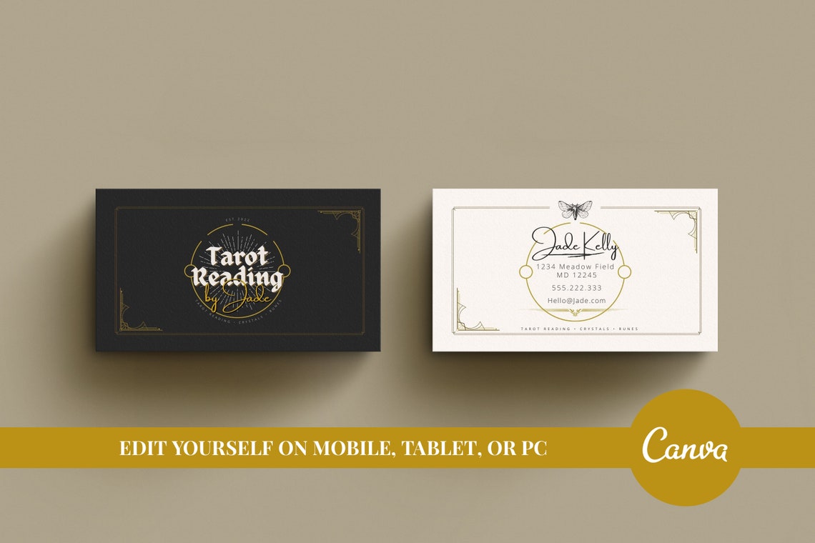Tarot Reader Business Card Design - Witchy Business Card With DIY Logo ...