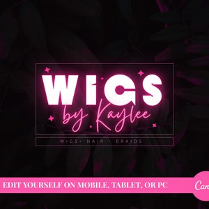 DIY Pink Wigs Logo Design - Pink Wigs by Name Logo Template - Etsy