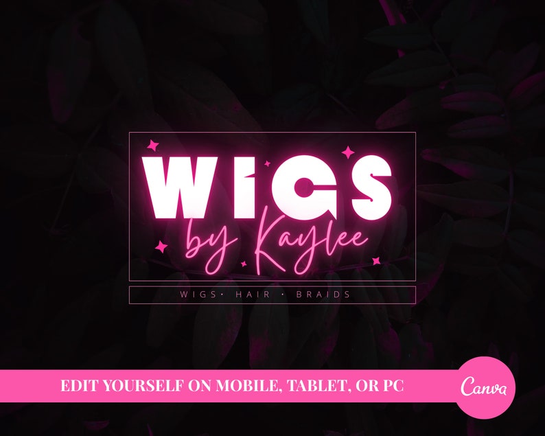 DIY Pink Wigs Logo Design - Pink Wigs by Name Logo Template - Etsy