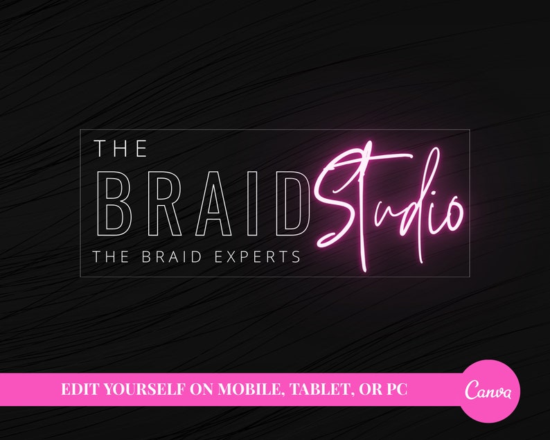 DIY Pink Braid Studio Logo - Pink Braid Logo Design Template - Etsy