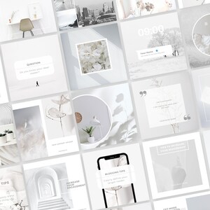 50 White Blogger Instagram Templates - Instagram Posts Canva Templates ...