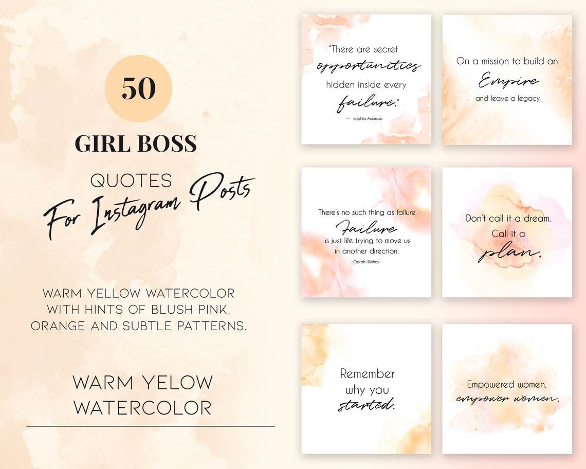 50 Warm Yellow Girl Boss Female Entrepreneur Social Media Quotes for ...