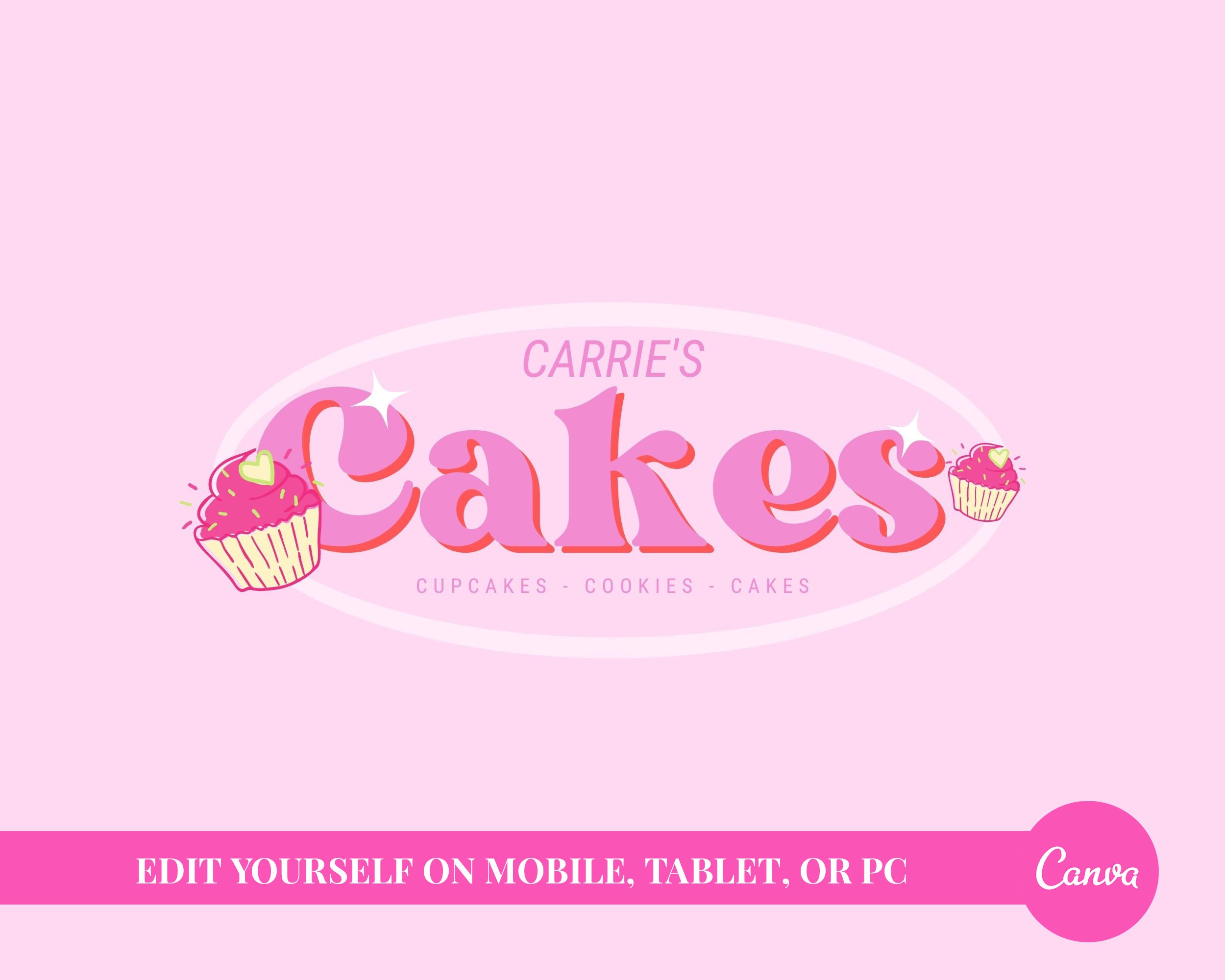 Pink Bakery Logo - Bakery Logo Design - Canva Logo Template - Etsy