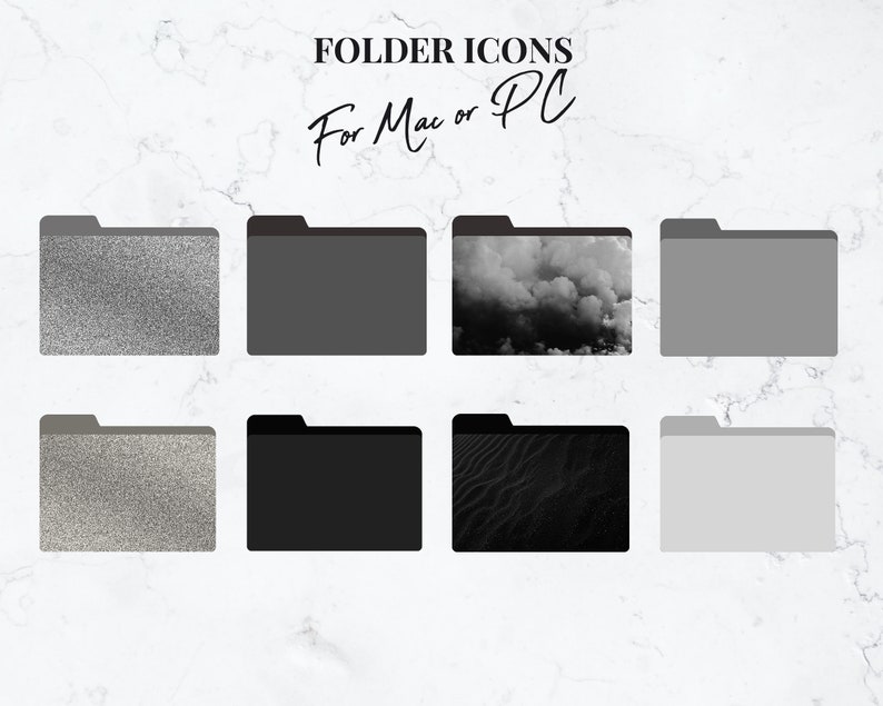 20 Black and White Desktop Folder Icons - for Mac and Windows PC - Etsy