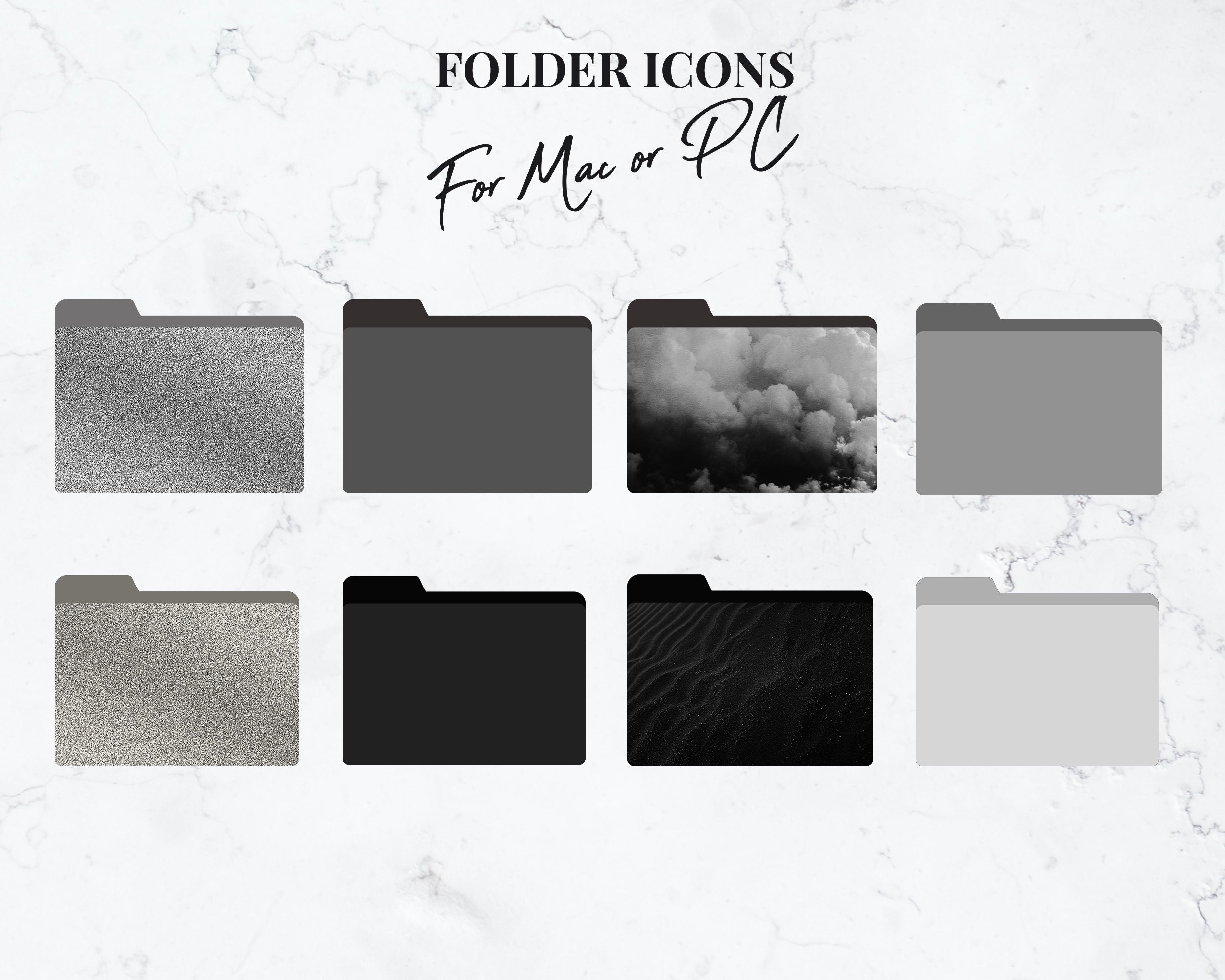 20 Black and White Desktop Folder Icons - for Mac and Windows PC - Etsy