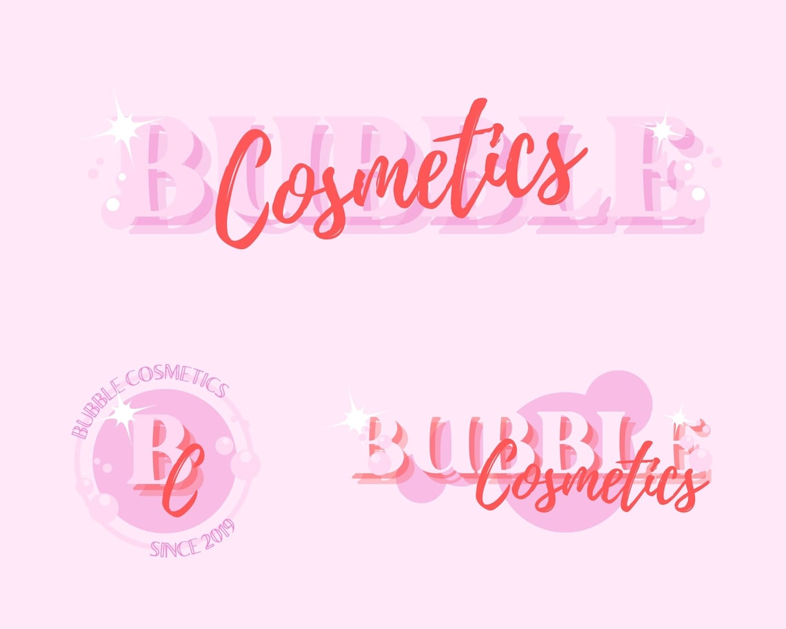 Pink Retro Cosmetics Logo - Canva Logo Template - Etsy