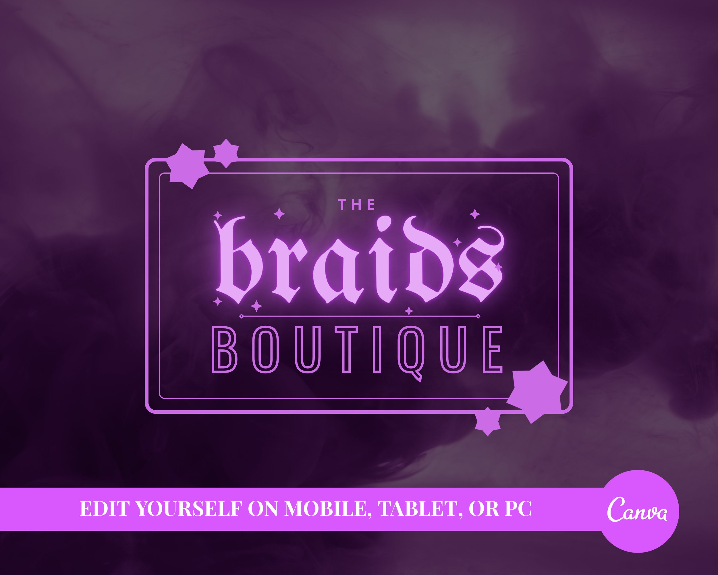DIY Braids Business Logo - Purple Neon Braids Hair Logo Template for ...