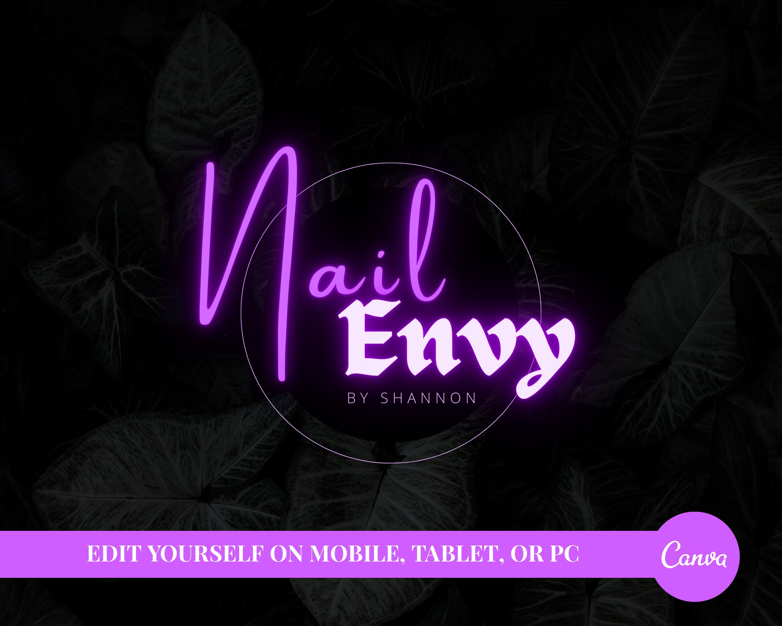 Neon Purple Nail Salon Logo - DIY Nail Tech Logo - Canva Logo Template ...