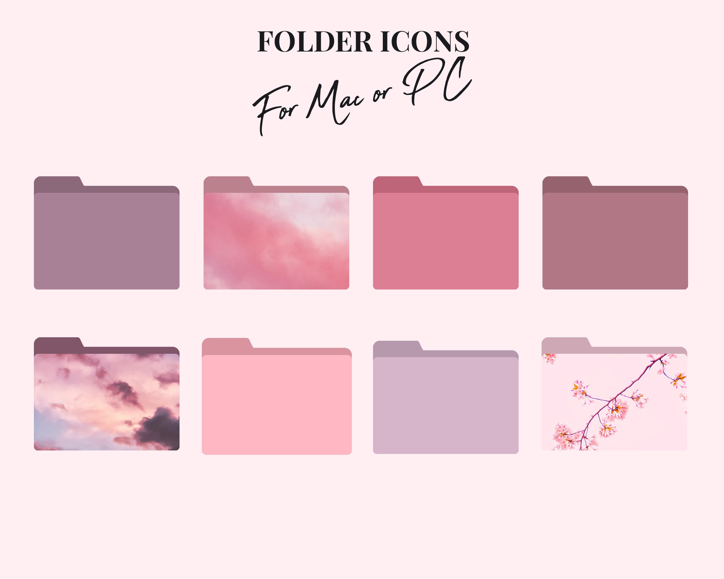 20 Soft Pink Folder Icons for Mac or Windows PC - Etsy