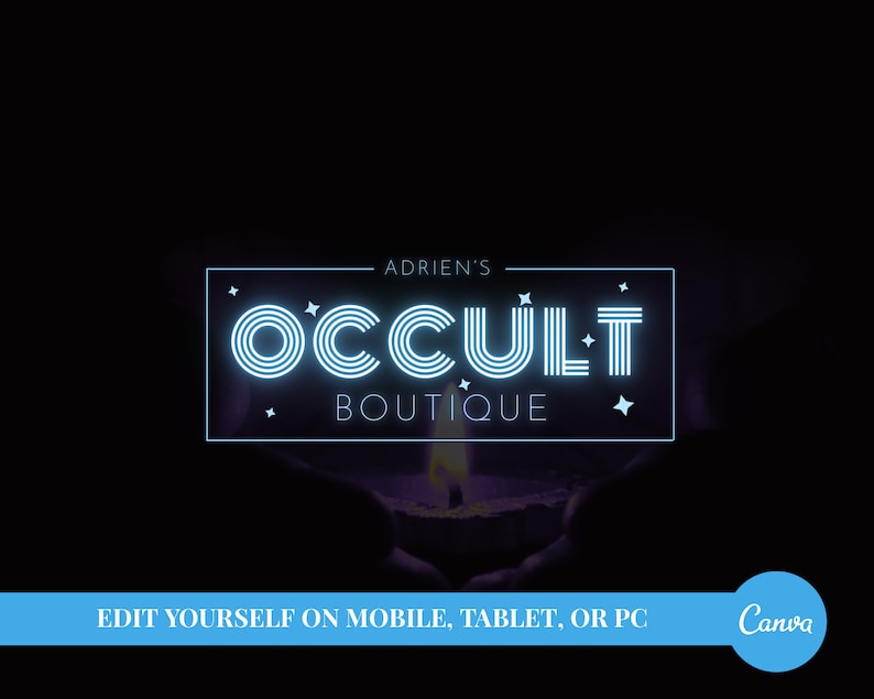 DIY Blue Occult Shop Logo - Editable Occult Business Logo - Etsy