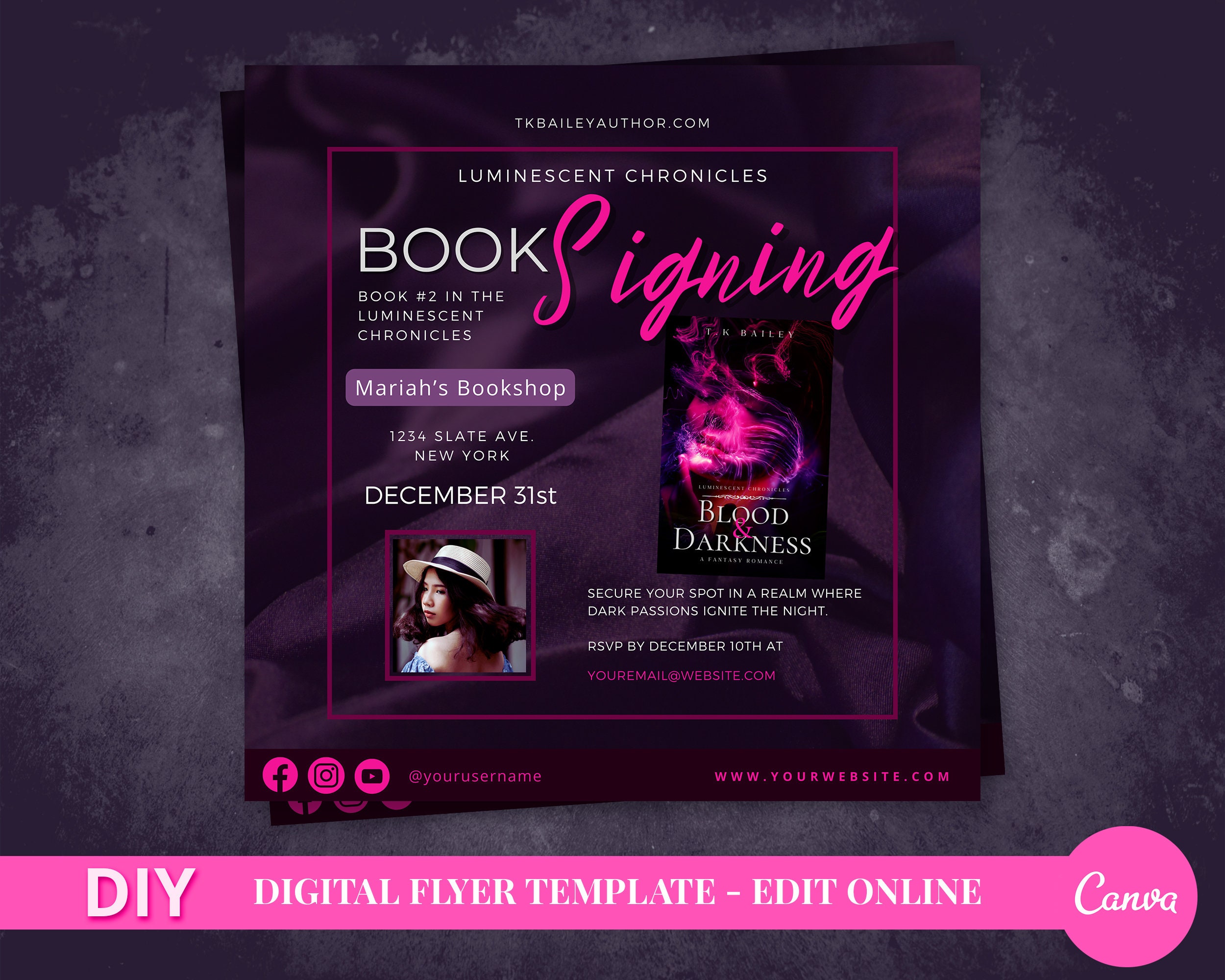 DIY Fantasy Romance Book Signing Flyer Template - Etsy