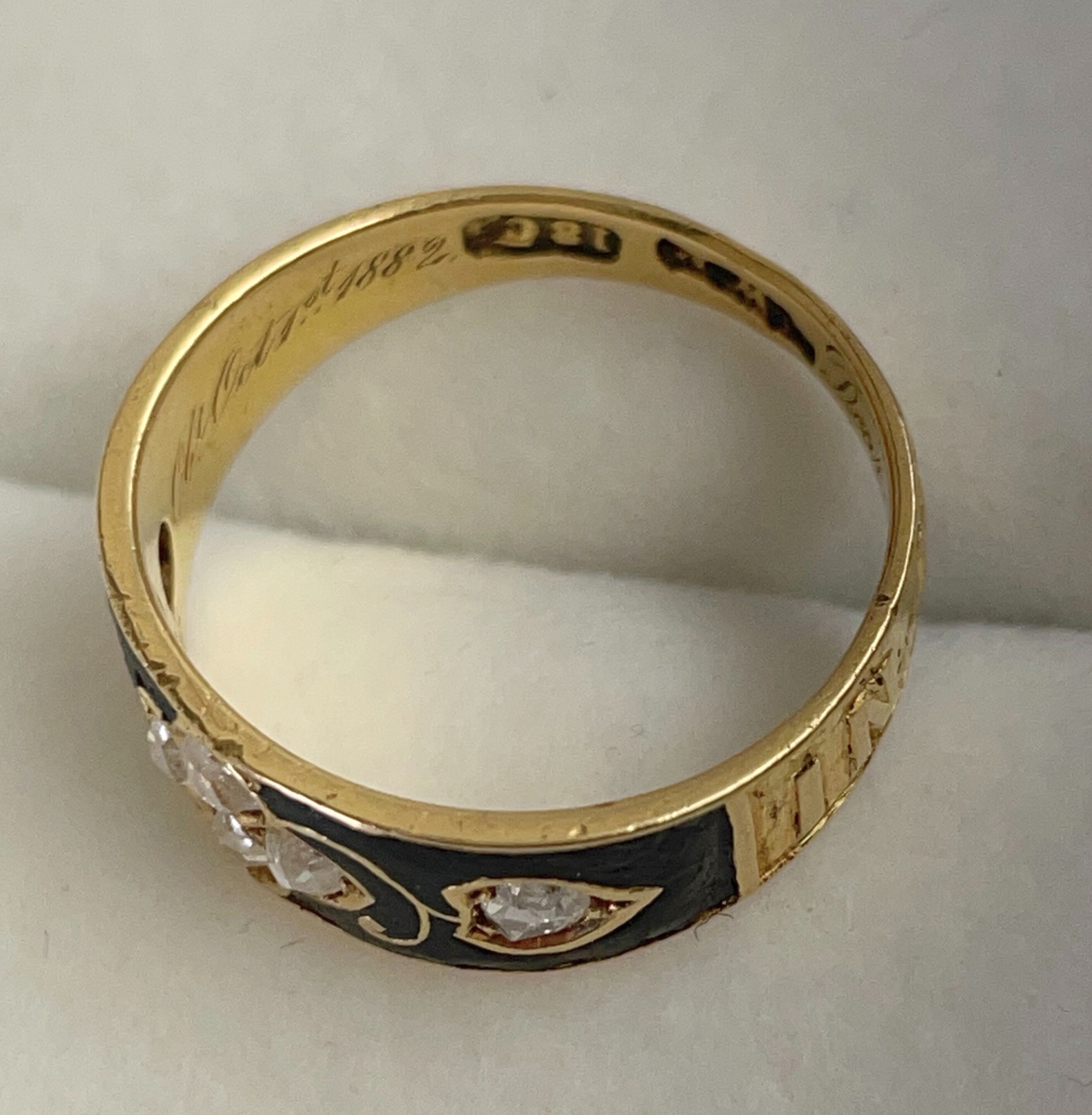 Victorian 18ct Gold Diamond Enamel Mourning Memorial Ring - Etsy