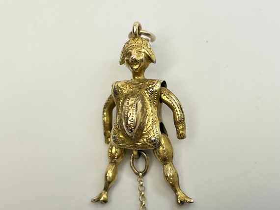 Antique Victorian 9ct Gold Jester Charm Articulated - Gem
