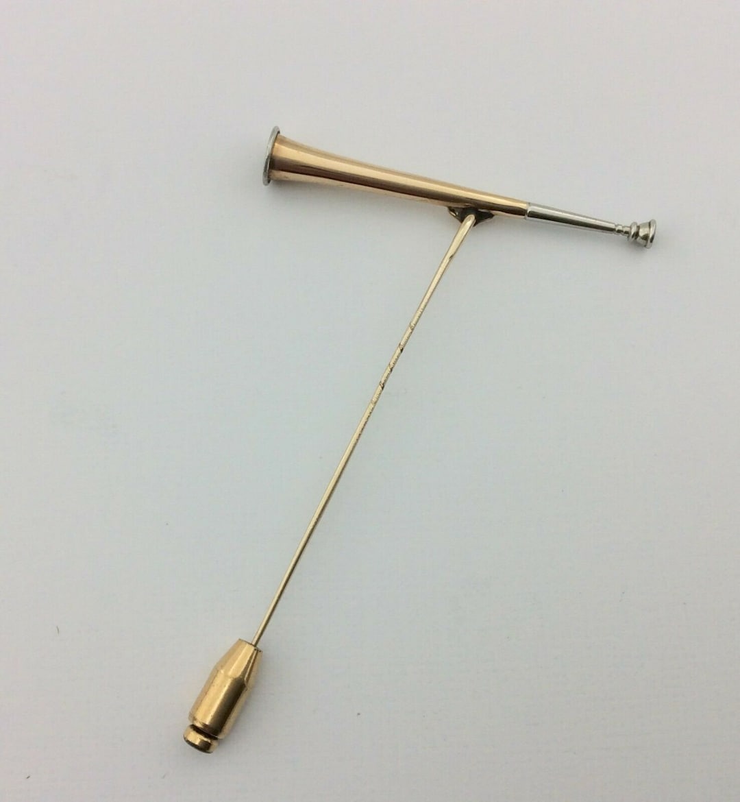 Antique 15CT Gold Hunting Horn Pin: Platinum Mouthpiece - Etsy