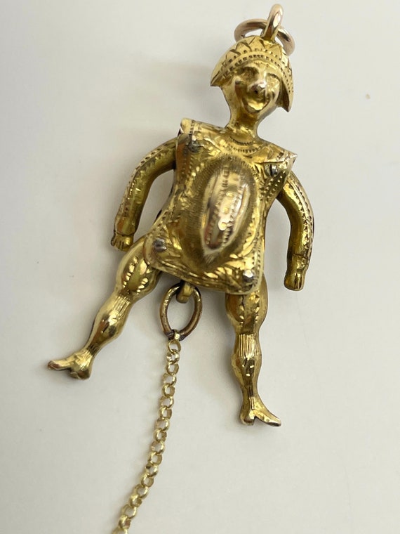 Antique Victorian 9ct Gold Jester Charm Articulated - Gem