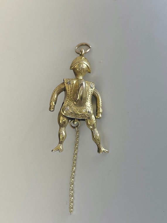 Antique Victorian 9ct Gold Jester Charm Articulated - Gem
