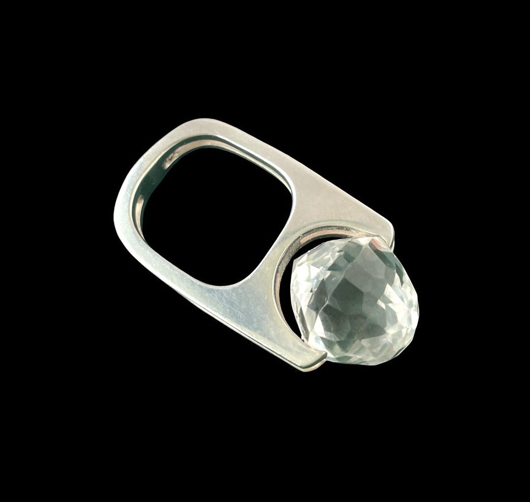 Ray Urban Silver Ring Modernist Cocktail Rock Crystal for Age Fausing ...