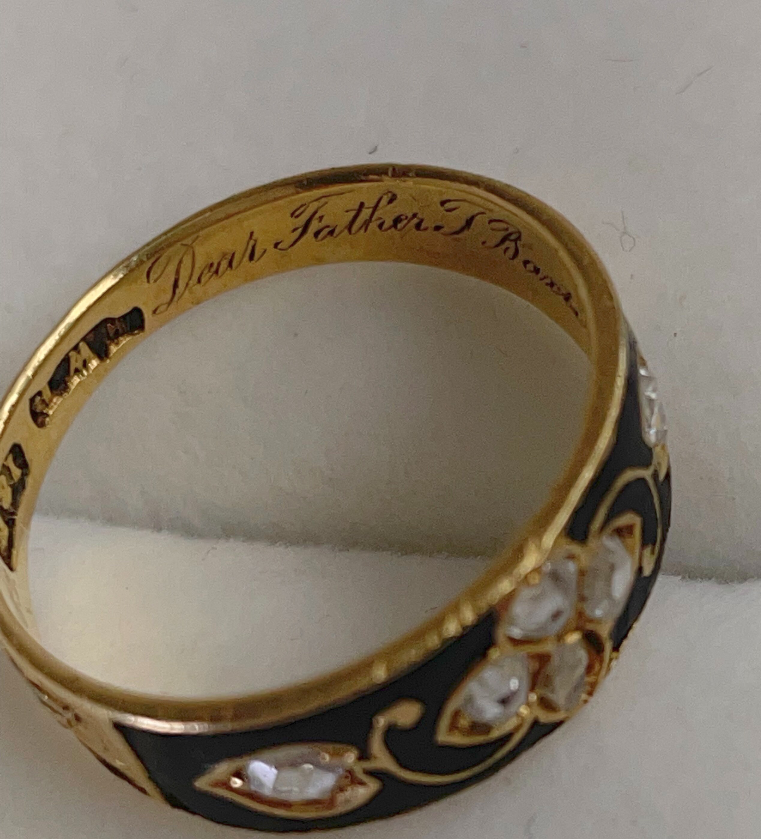 Victorian 18ct Gold Diamond Enamel Mourning Memorial Ring - Etsy