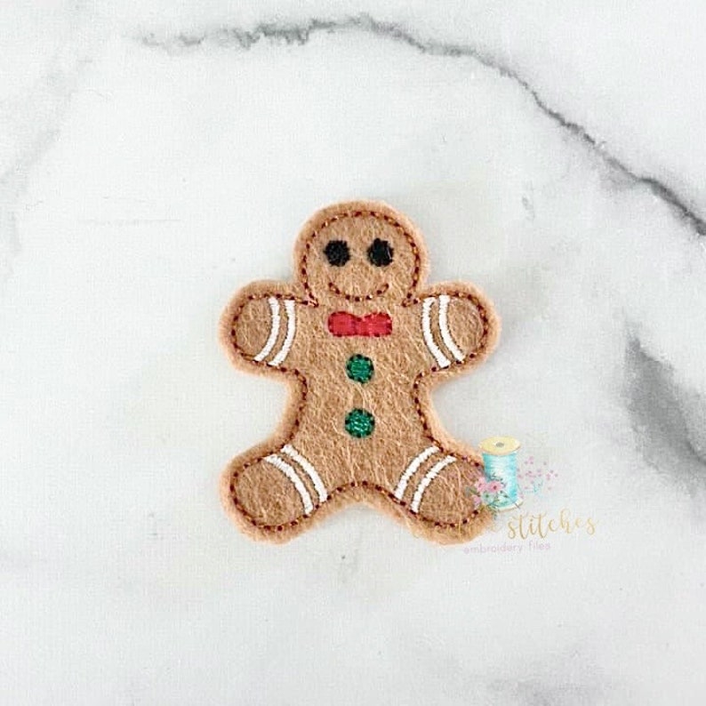 Gingerbread Man With Bow Tie Digital Embroidery Feltie Design - Etsy