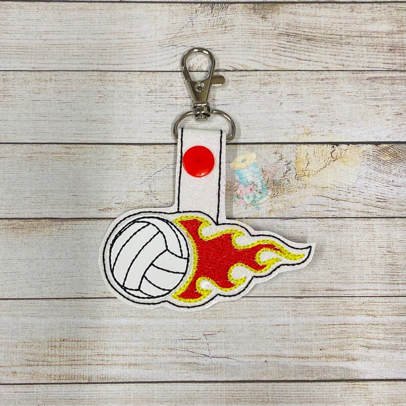 Volleyball Flame Key Fob Digital Embroidery Design File Patch | ITH ...