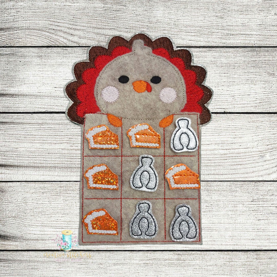 Turkey Tic Tac Toe Board Digital | ITH Embroidery Design File | ITH ...
