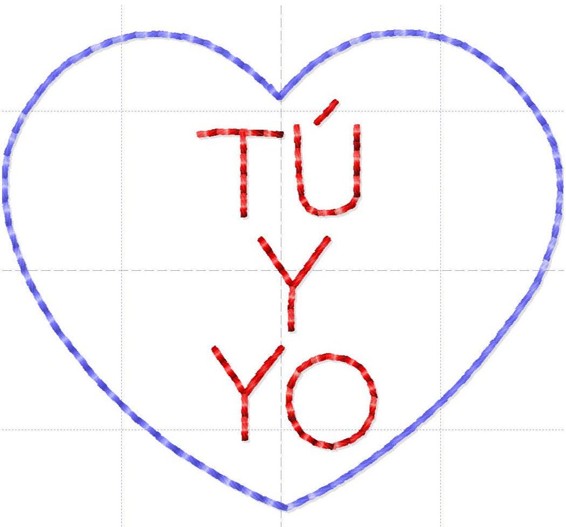Tu Y Yo Corazon Digital Embroidery Design File | ITH Valentines Day ...