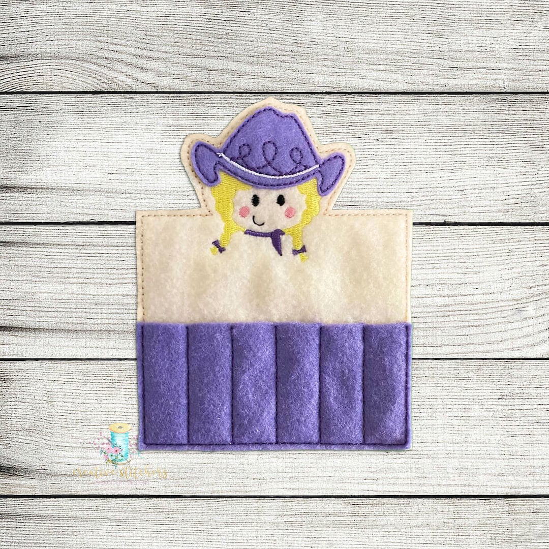 Cowgirl Crayon Holder Digital Embroidery Feltie Design File Patch | ITH ...