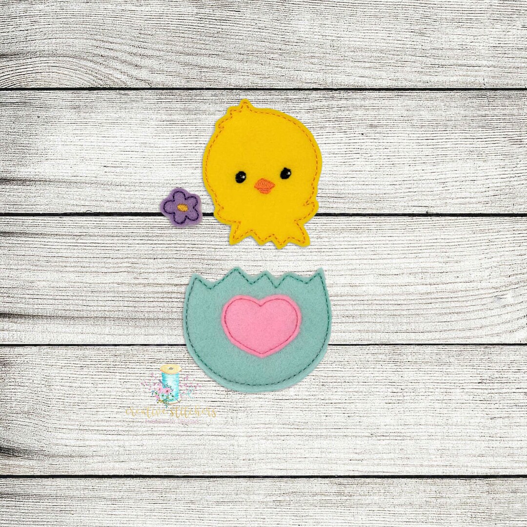 Hatched Easter Chick Bow Parts Digital Embroidery Feltie Design File ...