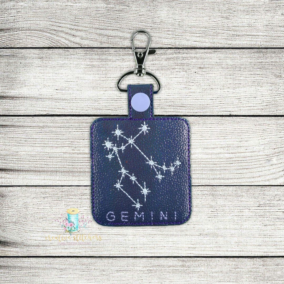 Gemini Constellation Key Fob Digital Embroidery Design File | ITH ...