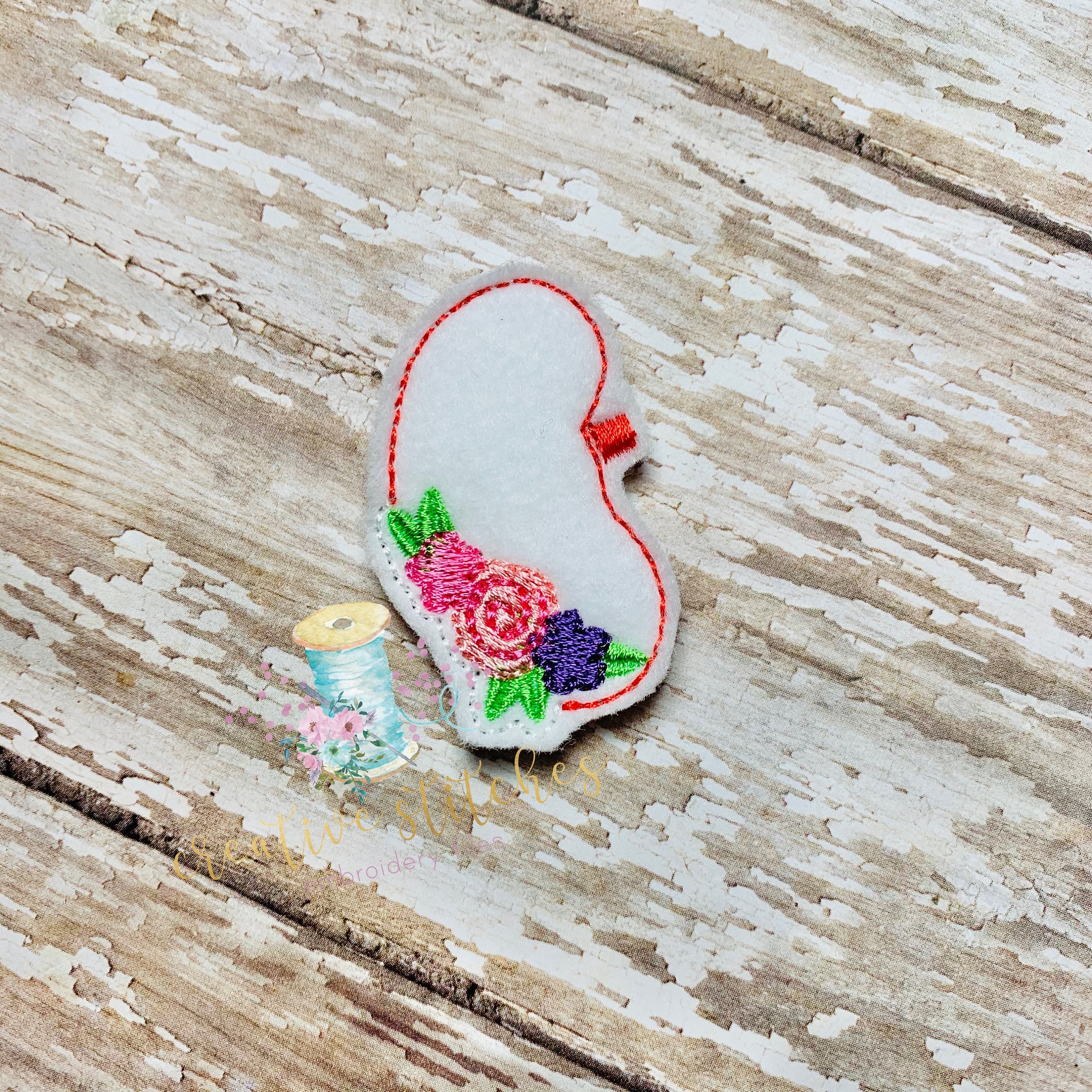 Kidney Floral Feltie Patch Digital Embroidery Design File | Etsy