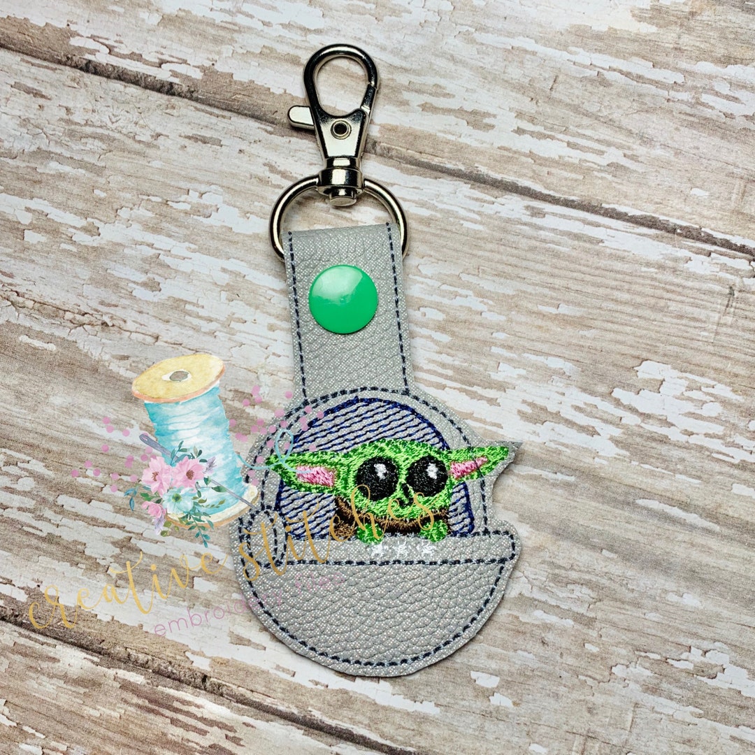 The Child in Flying Saucer Key Fob Key Chain Digital Embroidery Design ...