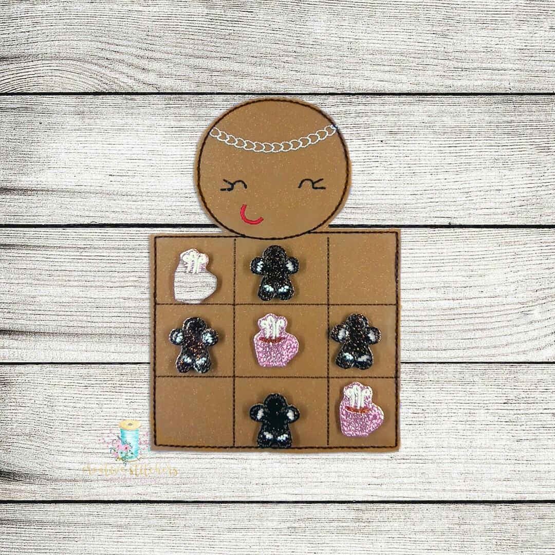 Gingerbread Tic Tac Toe Game DIGITAL Embroidery Design File | ITH ...