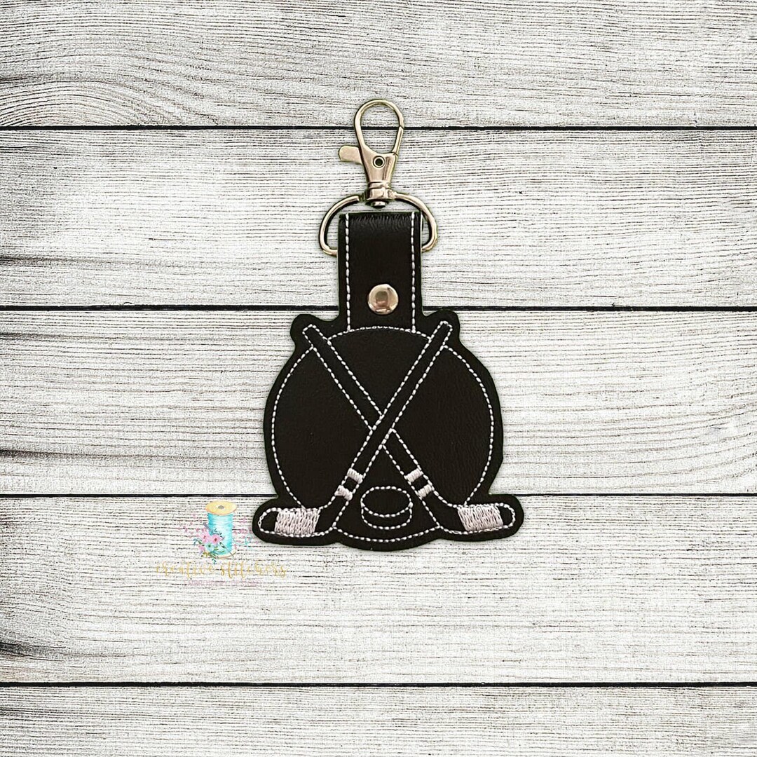 Hockey Sticks Key Fob Snap Tab Digital Embroidery Design File Patch ...