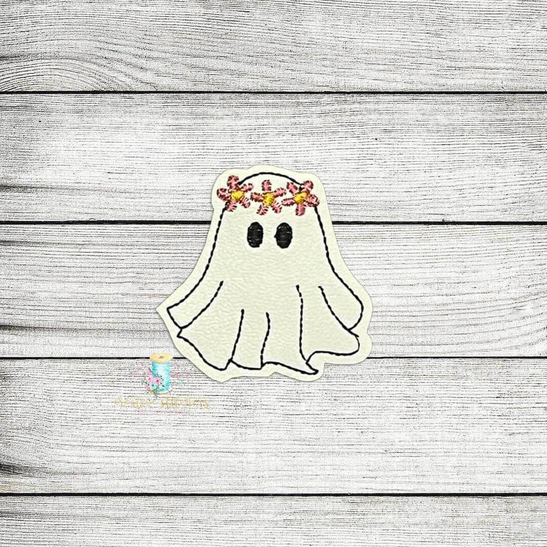 Flower Crown Ghost 2 Digital Embroidery Feltie Design File Halloween ...