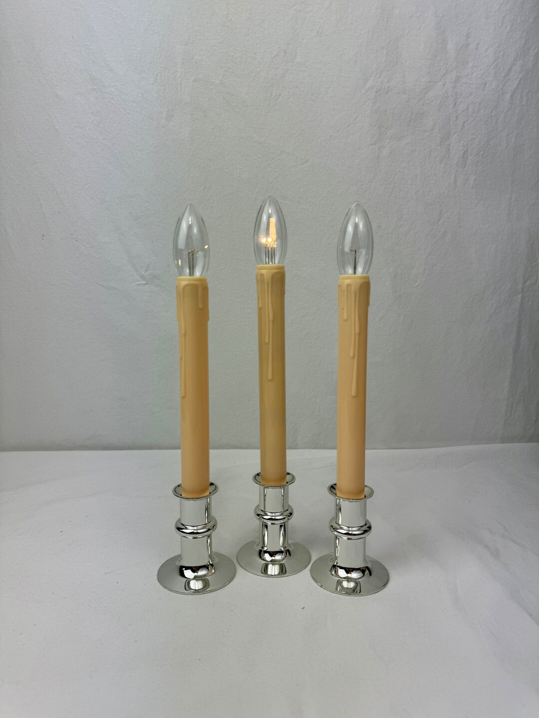 Set of 3 Battery Operated Window Candles / Adjustable Height / Cordless ...