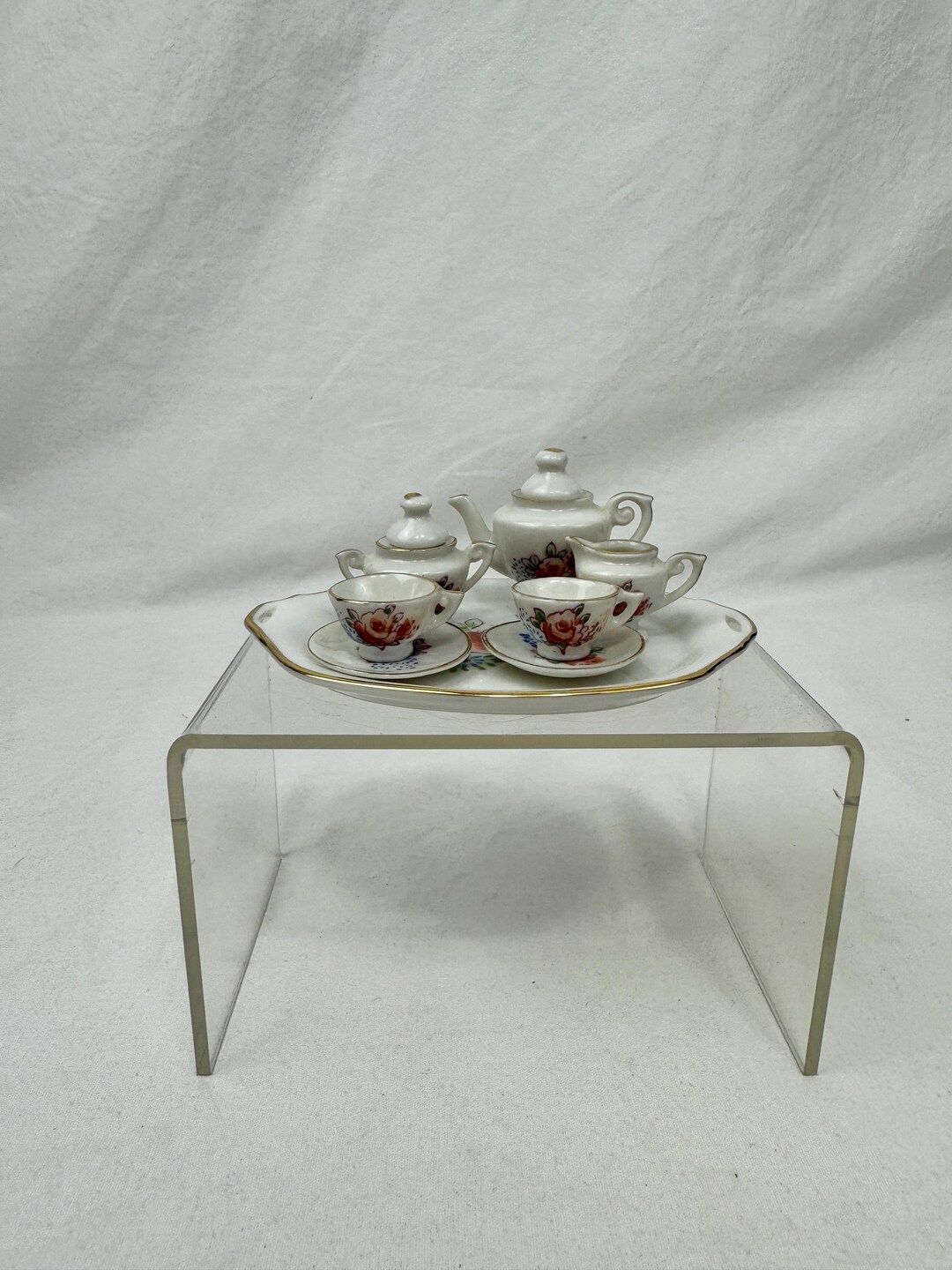 Miniature China Tea Set / Tiny Floral Tea Set / Tea Set for Dolls - Etsy