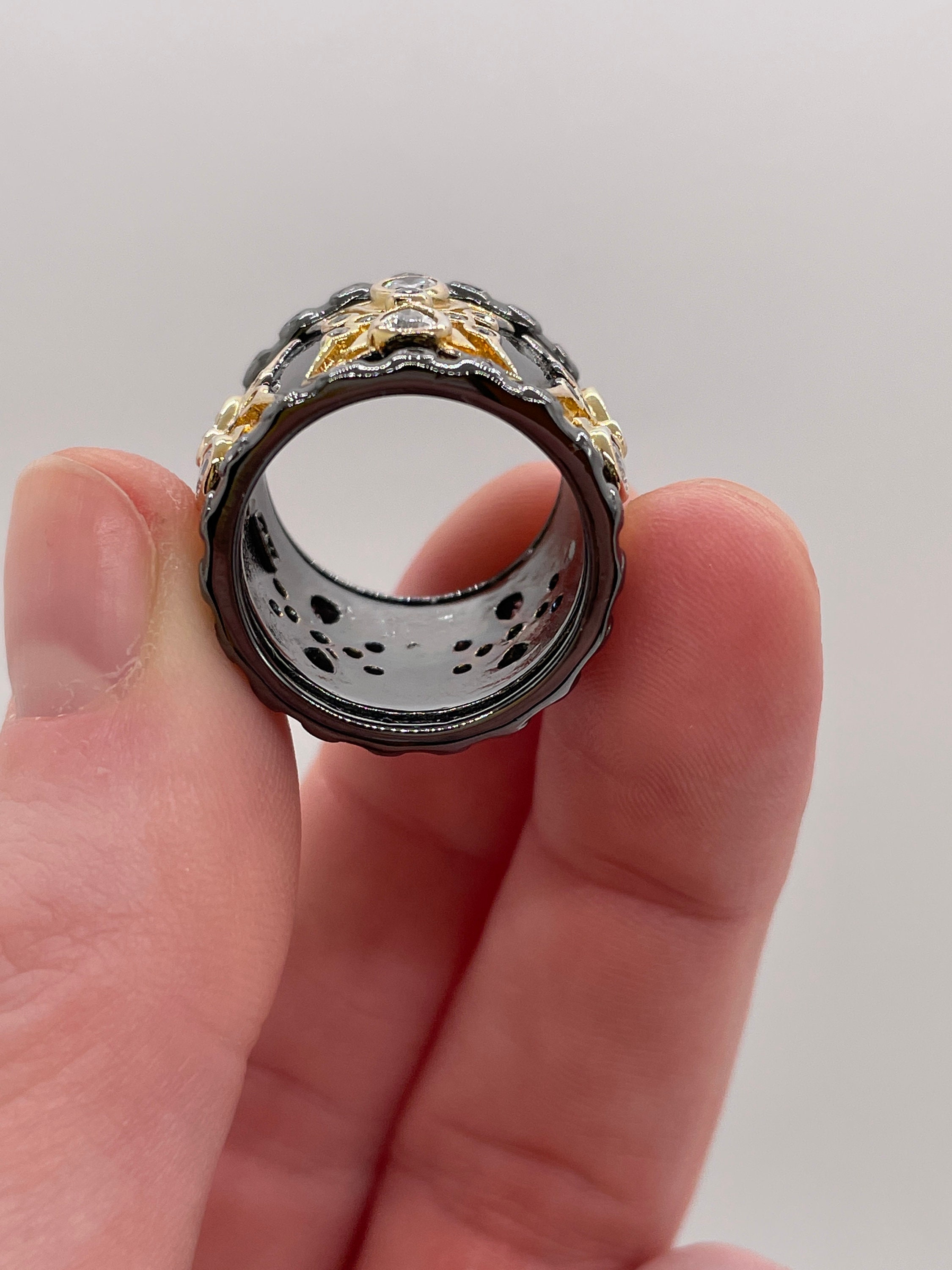 David Sigal Crystal and Snakeskin Print Ring / Bella Luce | Etsy