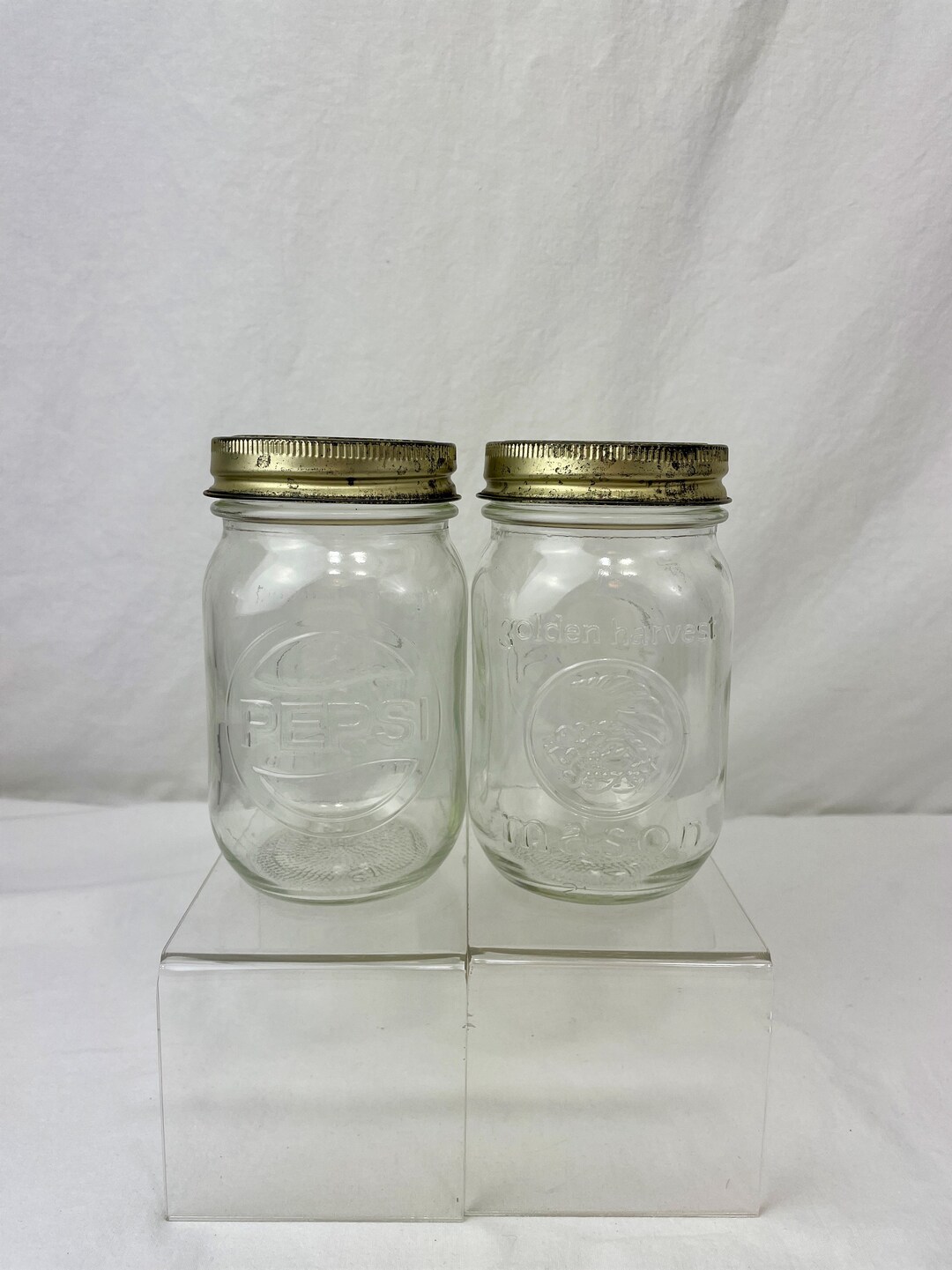 Limited Edition 1980 Pepsi Logo Mason Jars / Golden Harvest Mason Jar ...