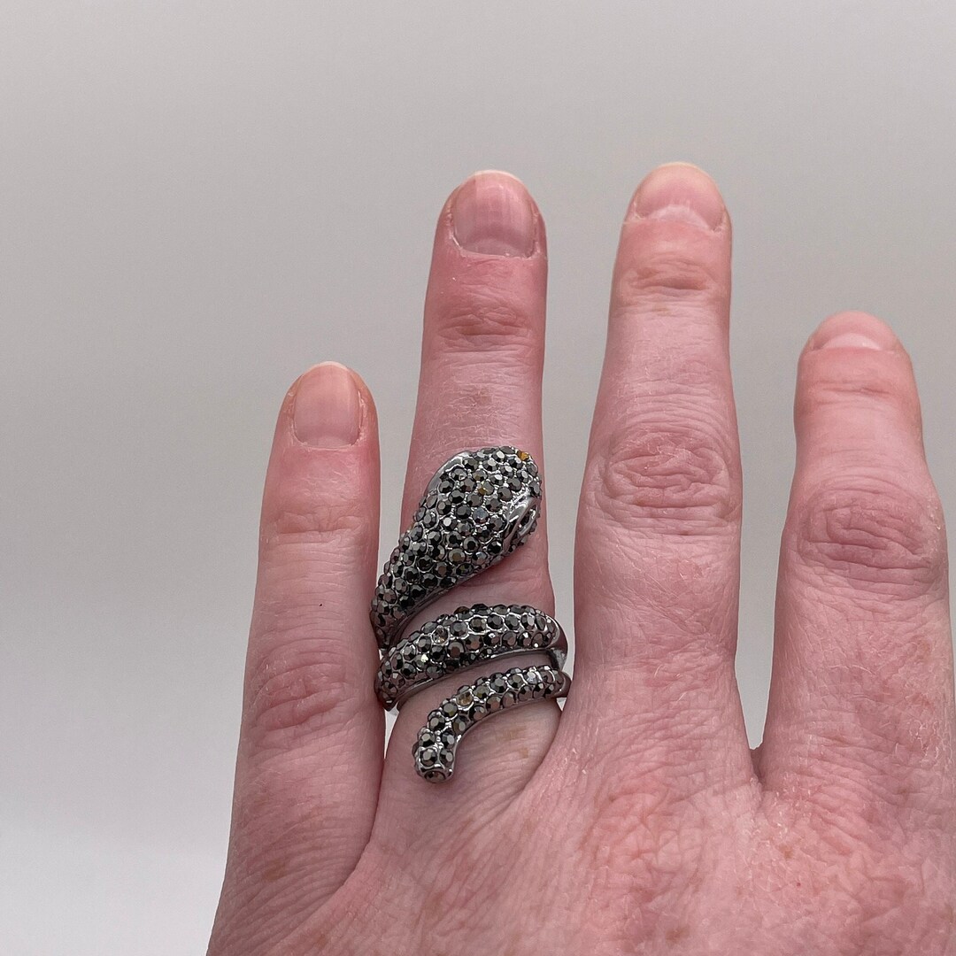 Joan Boyce Black Crystal Pave Snake Ring / Size 5.5 - Etsy