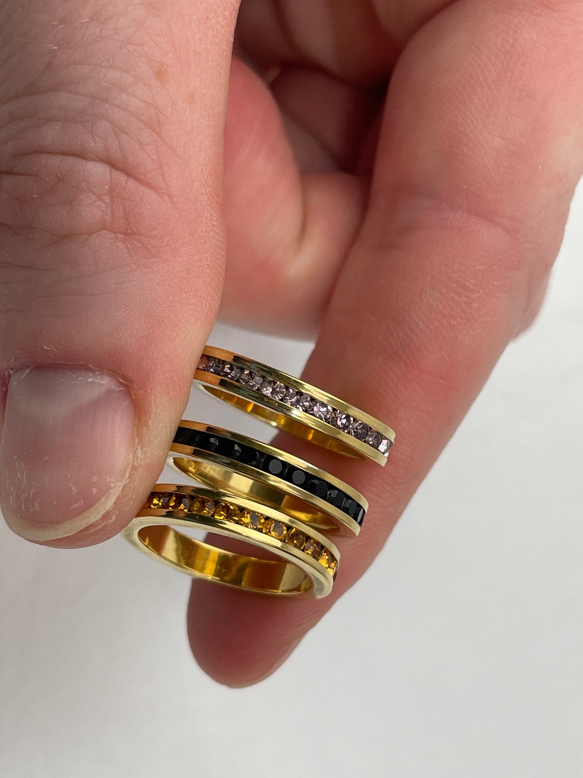 Judith Ripka Set of Three 3 Stackable Rings / Gold Band / - Etsy
