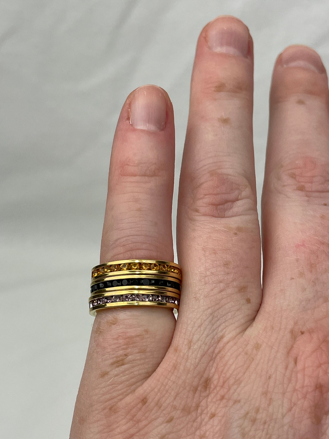 Judith Ripka Set of Three 3 Stackable Rings / Gold Band / - Etsy
