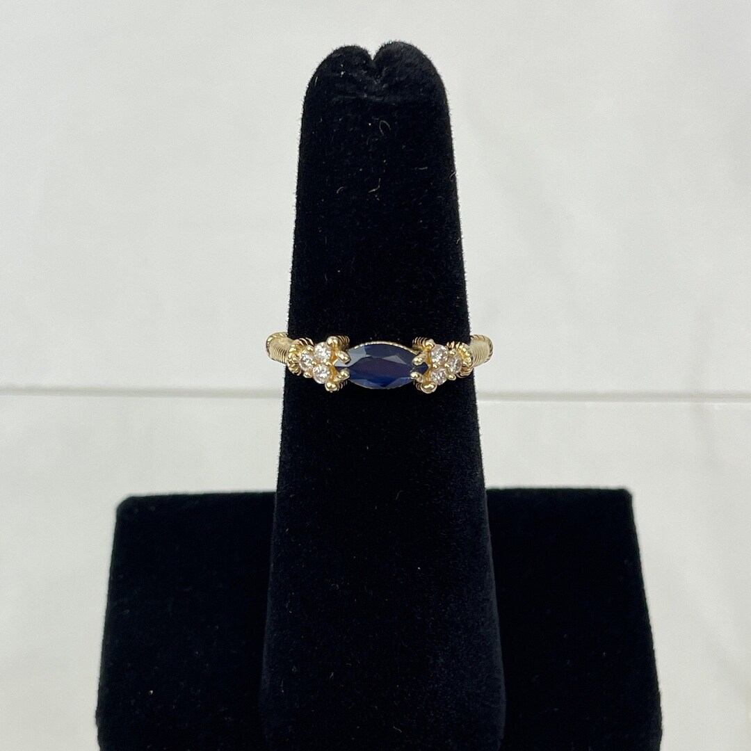 Judith Ripka 14K Yellow Gold Sapphire and Diamond Ring / Size 6 - Etsy