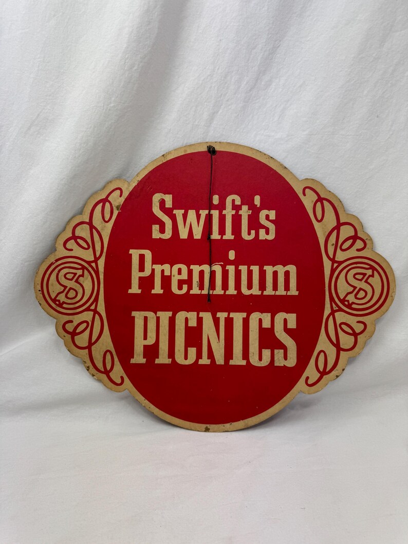 Vintage Swift's Picnic Sign, Double Sided Cardboard Advertisement - Etsy