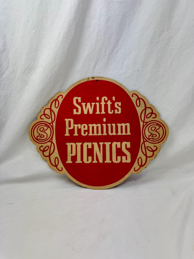 Vintage Swift's Picnic Sign, Double Sided Cardboard Advertisement - Etsy
