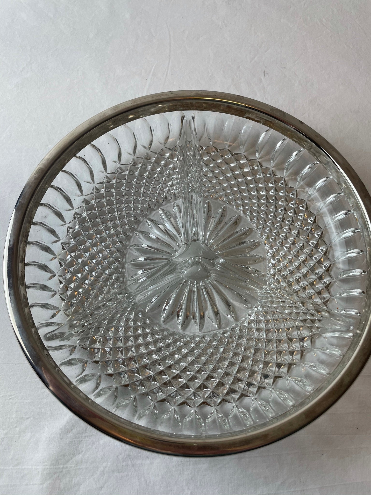 Cut Crystal Dish with Silver Rim / Candy Bowl / Appetizers - Etsy Polska