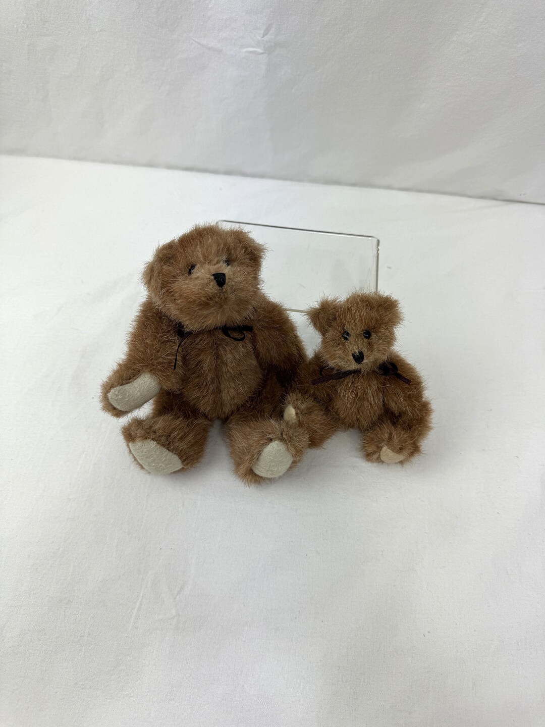 Set of Two (2) Adorable Boyds Bears With Brown Ribbon / Posable Teddy ...