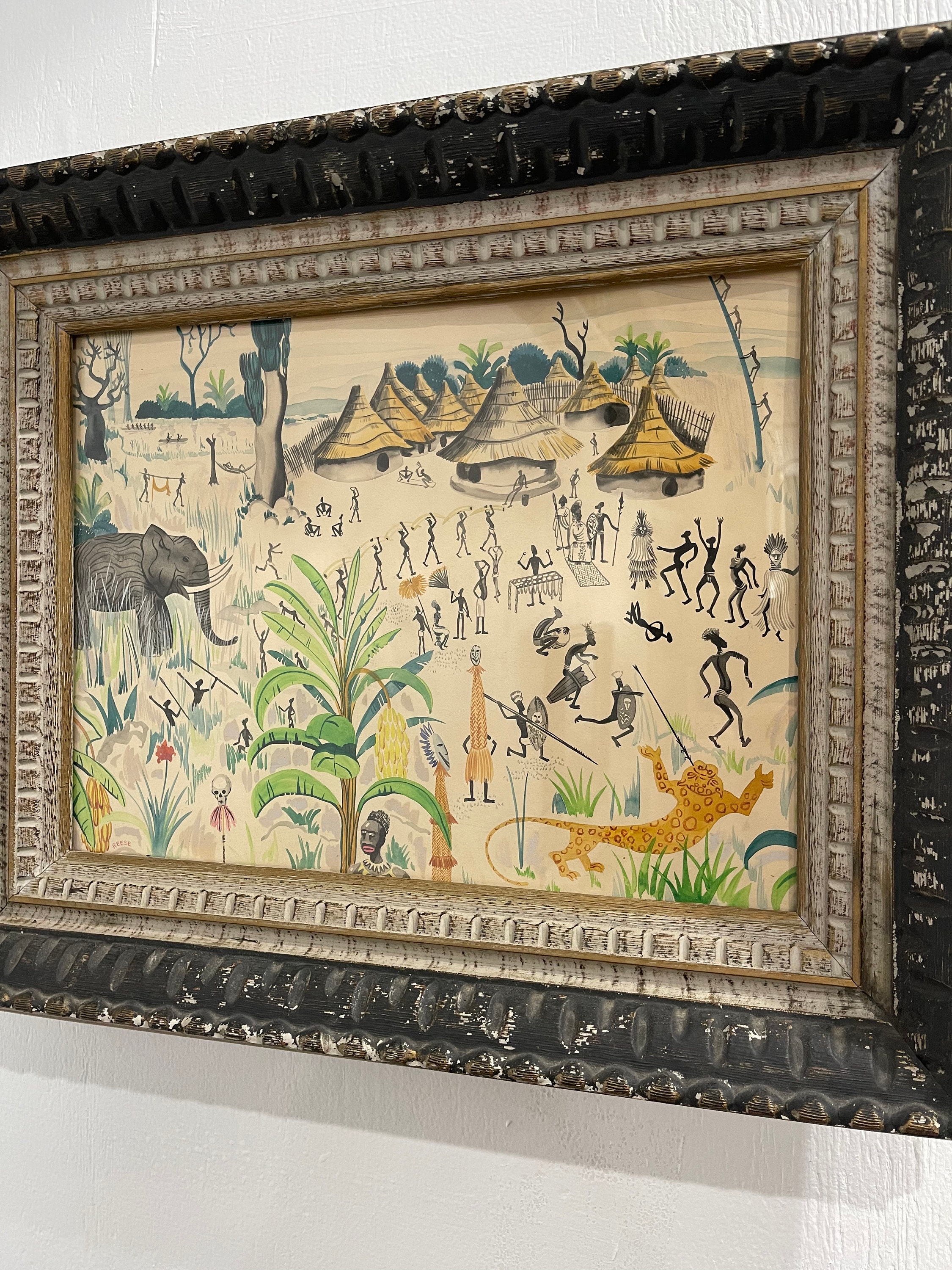 Fabulous 1950s Tribal Watercolor by George Reese. FREE - Etsy
